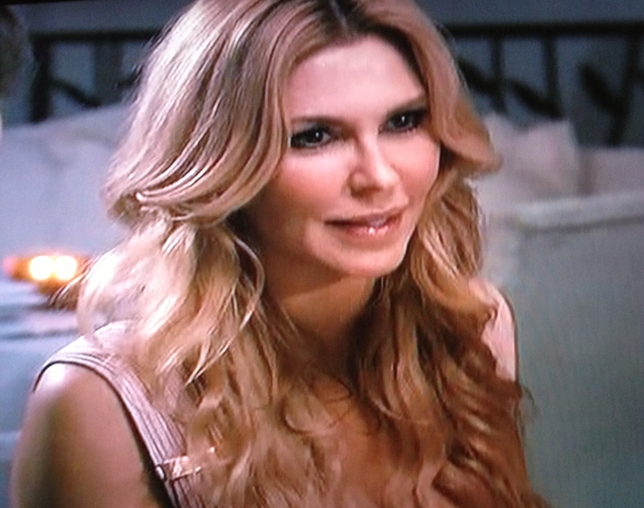 Brandi Glanville's Nude Fringe Dinner Dress | Big Blonde Hair
