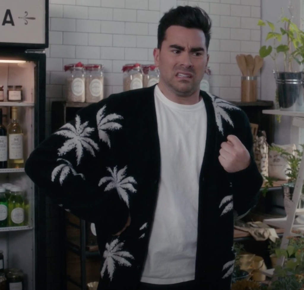 David Rose's Palm Print Cardigan | Big Blonde Hair