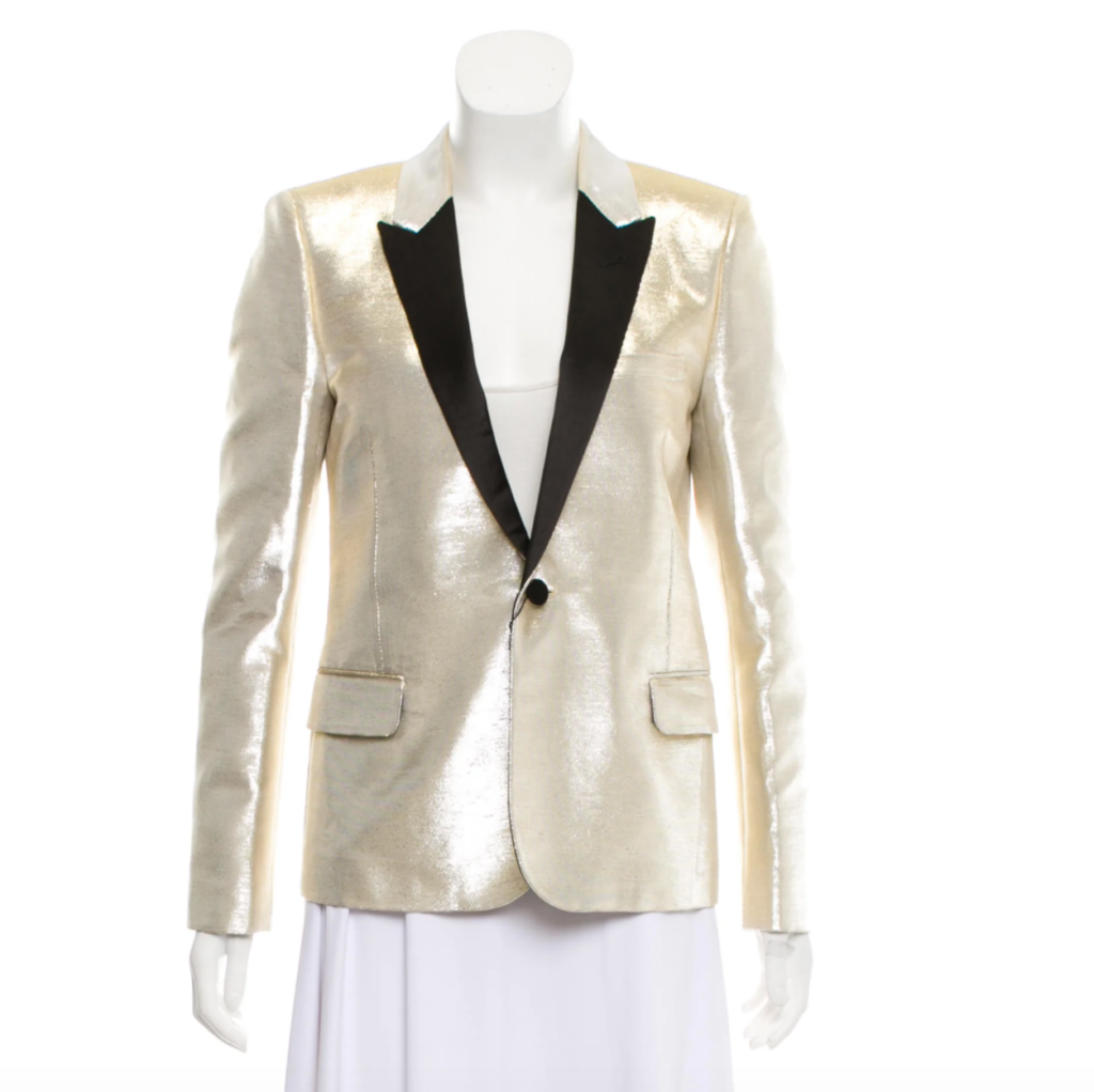 Kyle Richards' Gold Blazer with Black Trim | Big Blonde Hair
