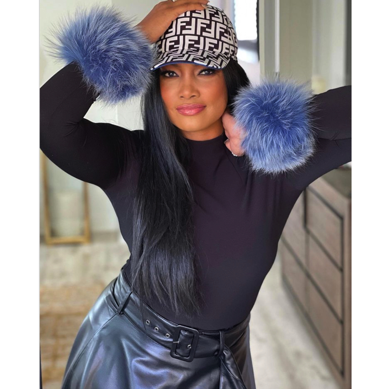 Garcelle Beauvais’ Blue Fur Cuff Top | Big Blonde Hair