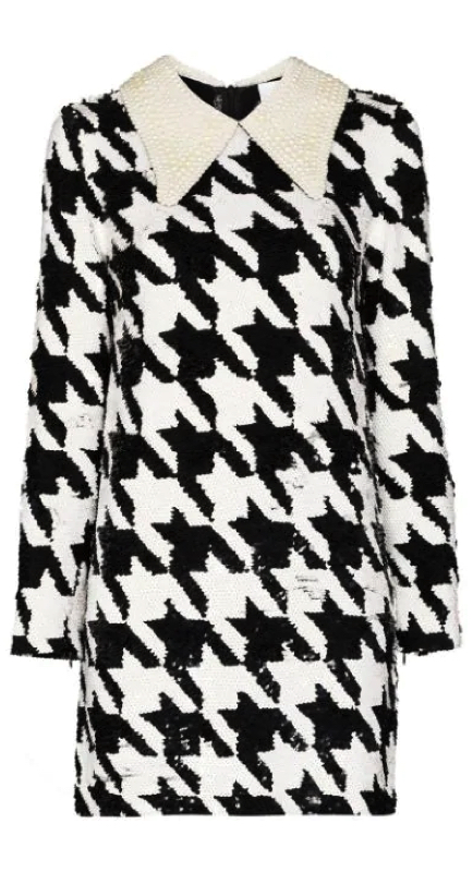 Mary Cosby’s Black and White Sequin Houndstooth Dress | Big Blonde Hair