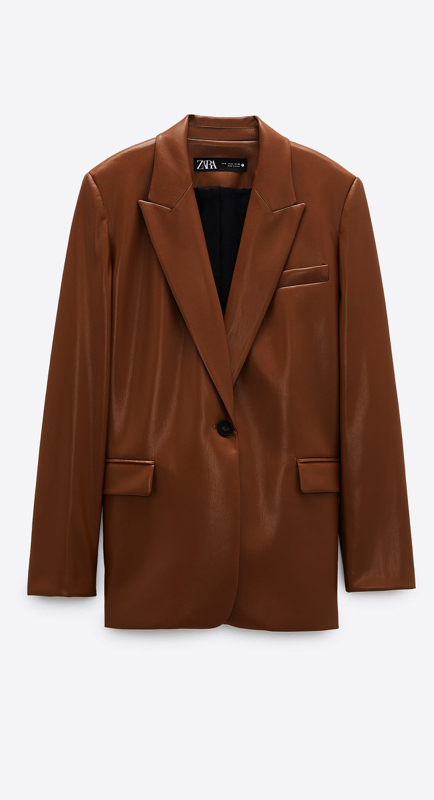 Tracy Tutor’s Tan Leather Blazer | Big Blonde Hair