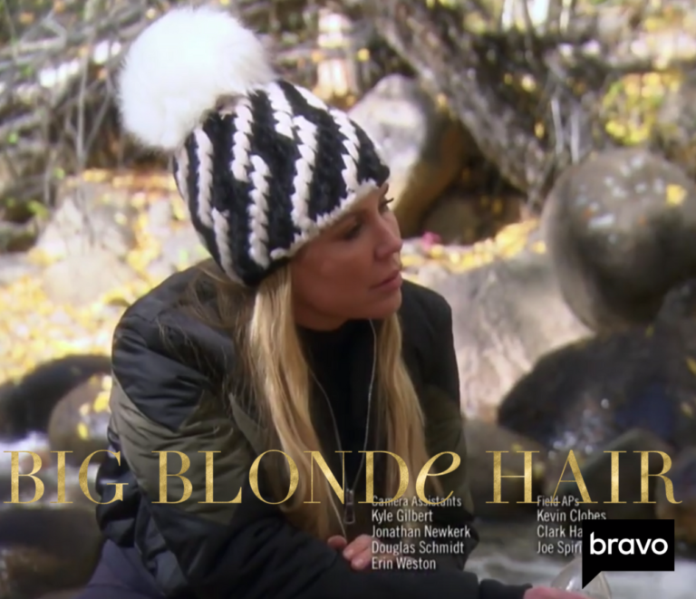 Jennifer Armstrong's Black and White Pom Pom Beanie