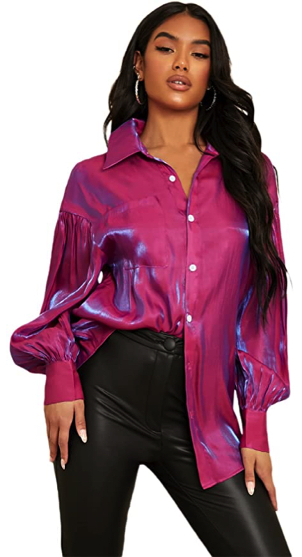 Kyle Richards’ Pink Iridescent Shirt | Big Blonde Hair