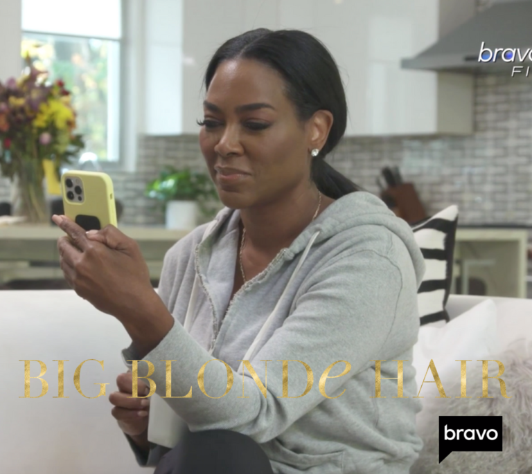 Kenya Moore's Pink Frayed Zip Up Hoodie | Big Blonde Hair