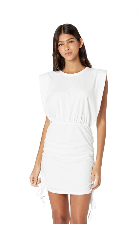 Gizelle Bryant's White Ruched Shoulder Pad Dress
