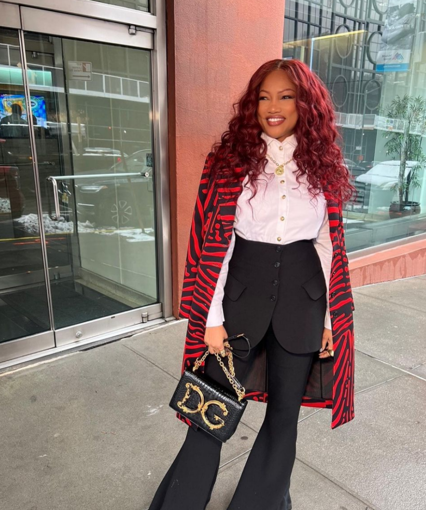 Garcelle Beauvais' Red Zebra Coat