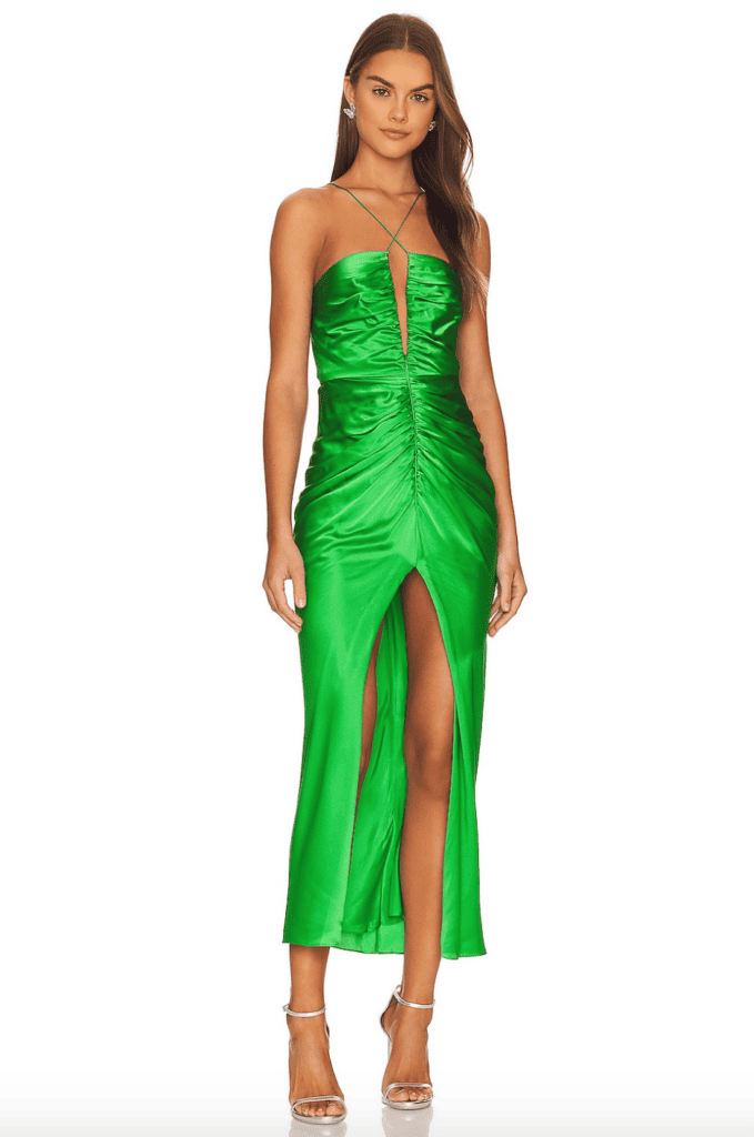 Margaret Josephs' Green Satin Keyhole Dress