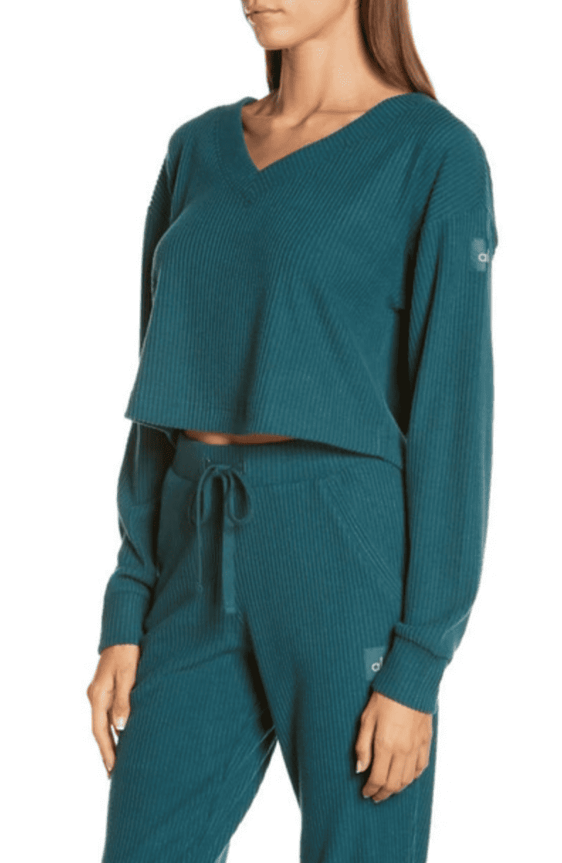 Emily Simpson's Teal Ribbed Top