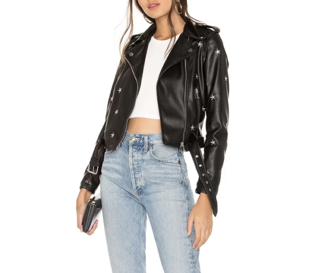 Kenya Moore's White Leather Moto Jacket