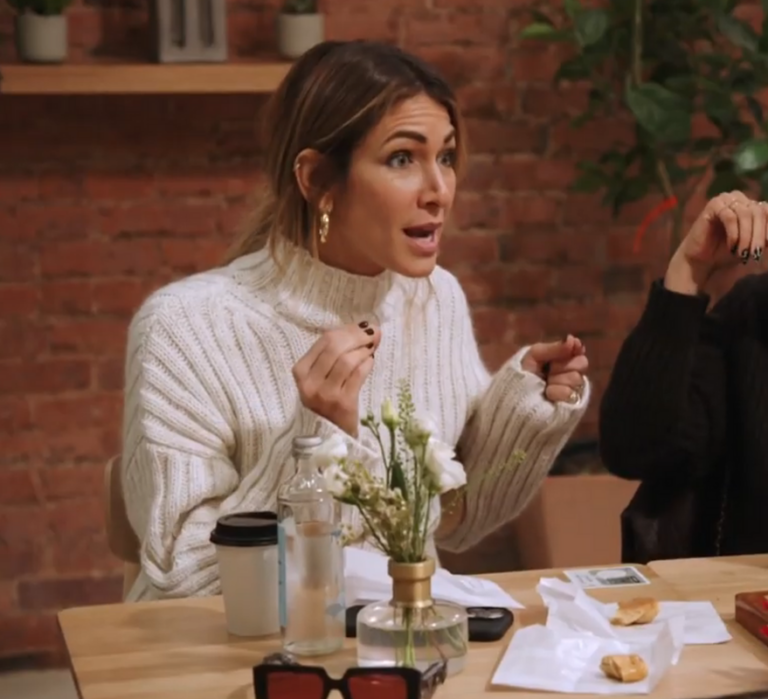 Erin Lichy's White Cable Knit Sweater