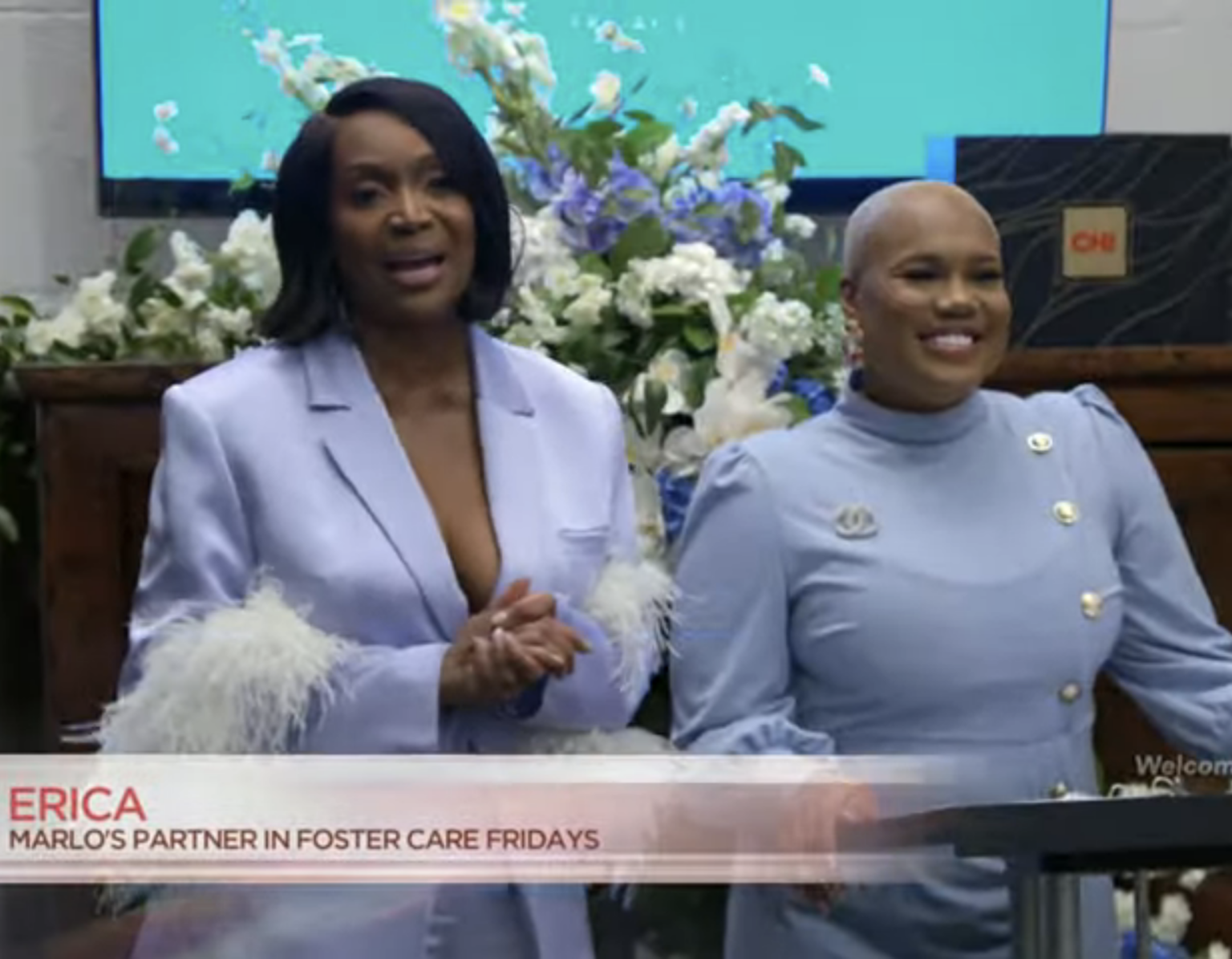 Marlo Hampton's Light Blue Feather Suit