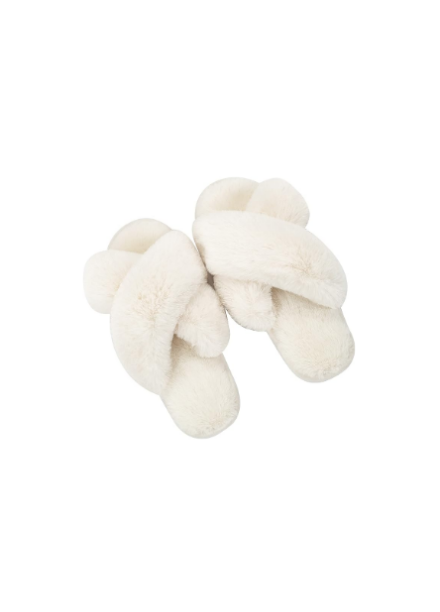 Paige DeSorbo's White Fur Slides