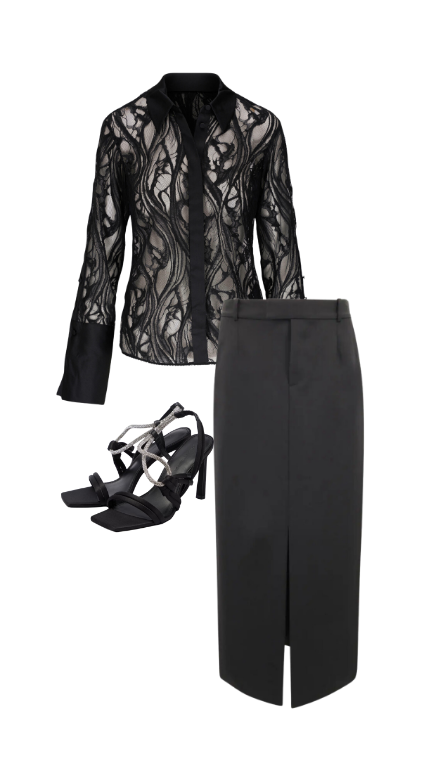 Crystal Kung Minkoff's Black Sheer Lace Top