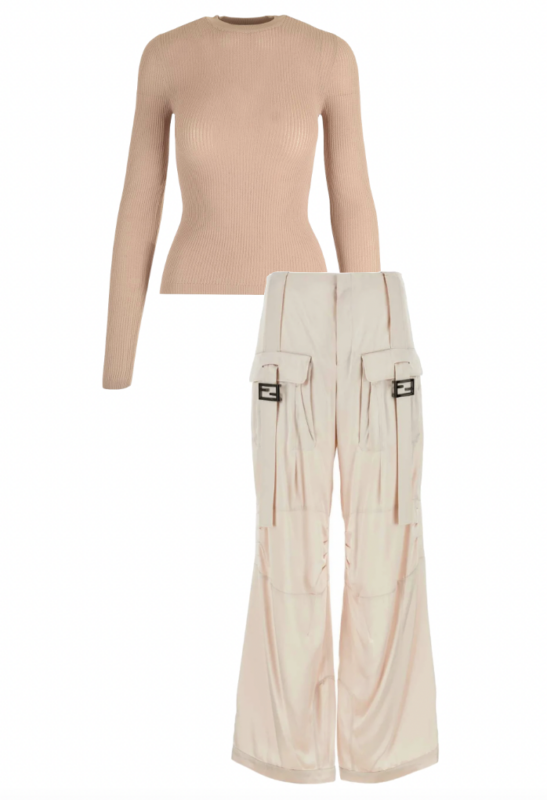 Lisa Barlow's Tan Ribbed Top & Cargo Pants