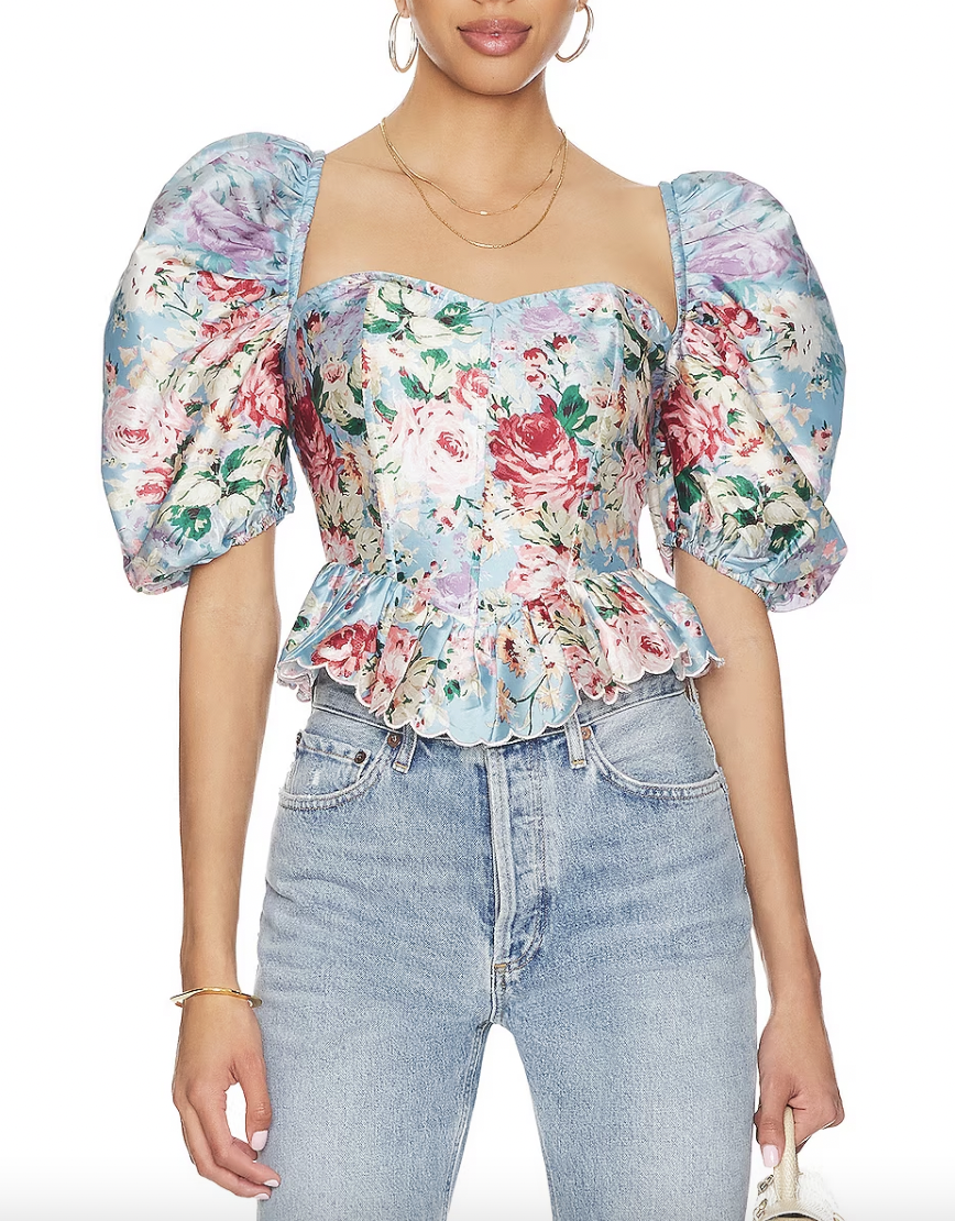 Annemarie Wiley's Floral Puff Sleeve Top