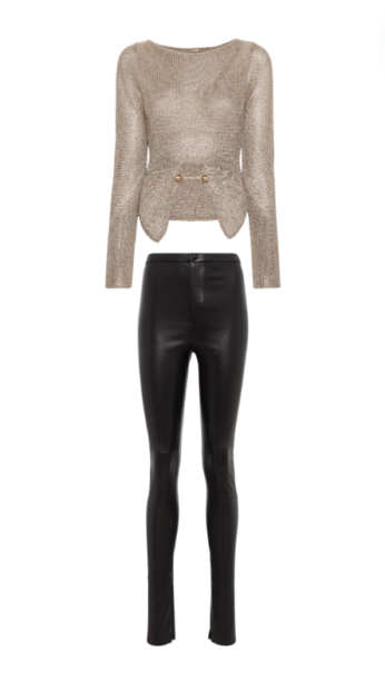 Kristin Cavallari's Tan Barbell Embellished Sweater
