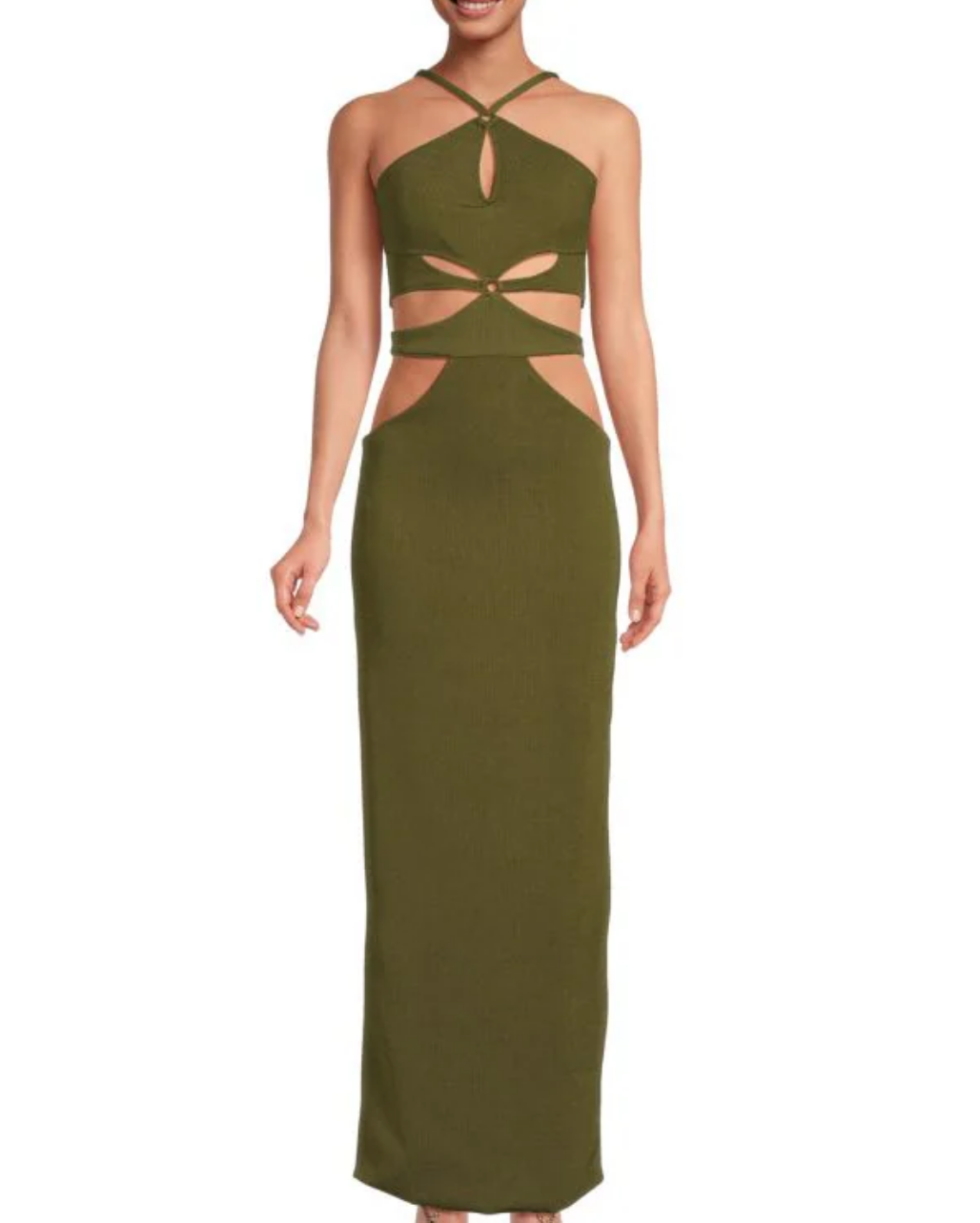 Ciara Miller's Green Cutout Maxi Dress