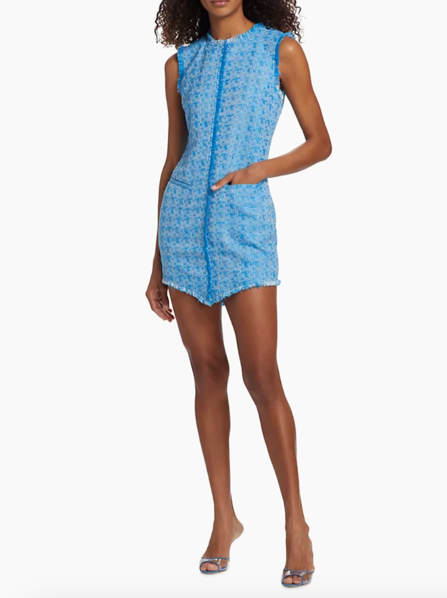 Danielle Olivera's Blue Tweed Mini Dress