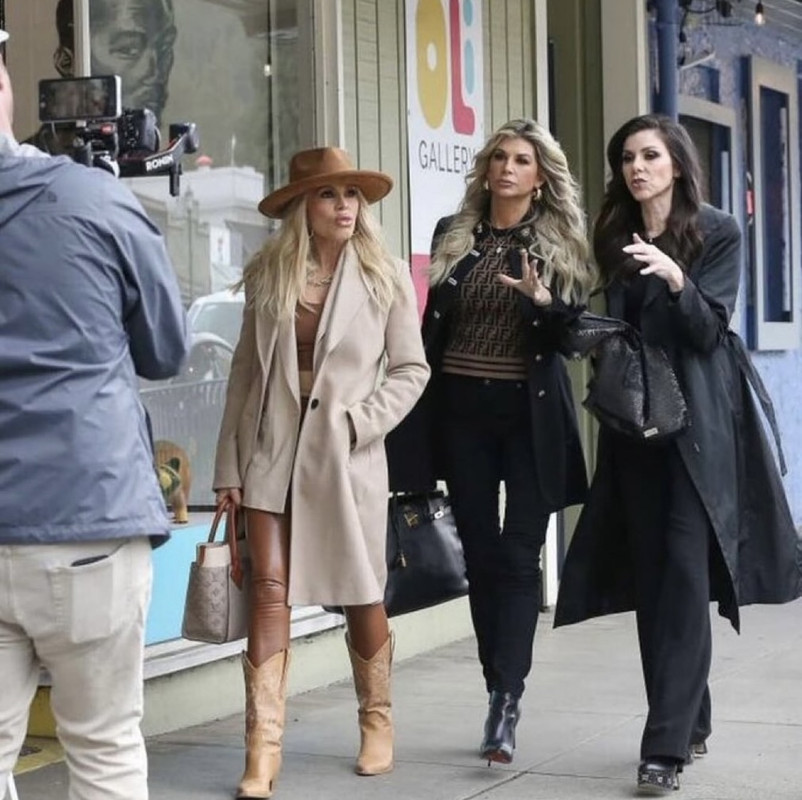 Tamra Judge's Tan Leather Crop Top and Leggings