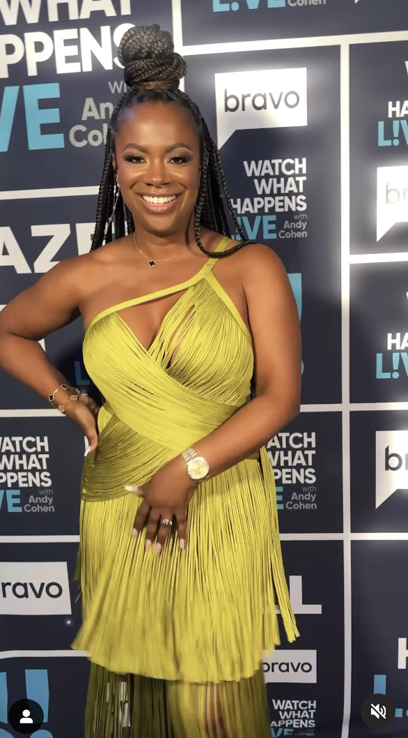 Kandi Burruss' Lime Fringe Dress on WWHL