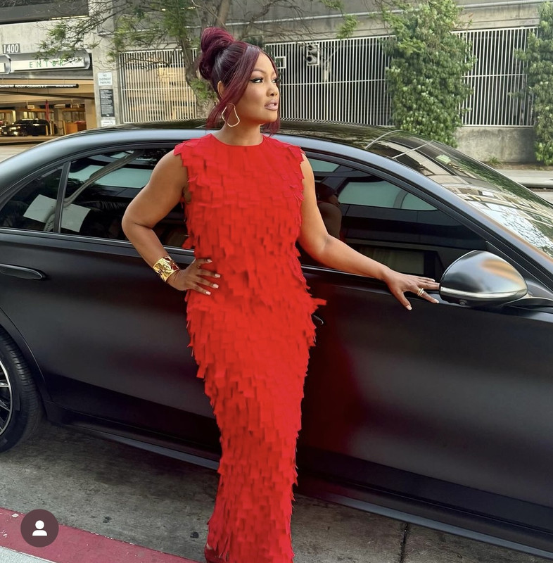 Garcelle Beauvais' Red Fringe Maxi Dress